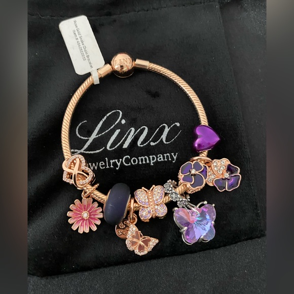 Linx | Jewelry | Linx Rose Gold Bracelet With Purple Themed Charms ...